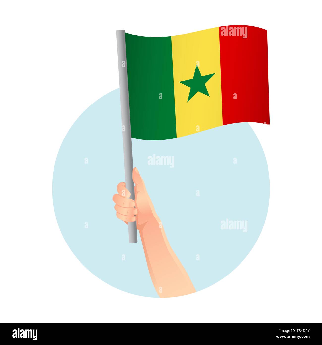 Senegal flag in hand. Patriotic background. National flag of Senegal ...