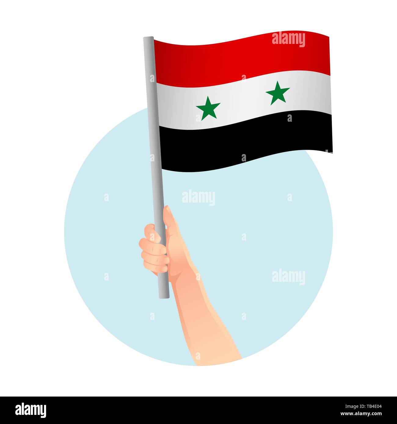 Syria flag in hand. Patriotic background. National flag of Syria ...