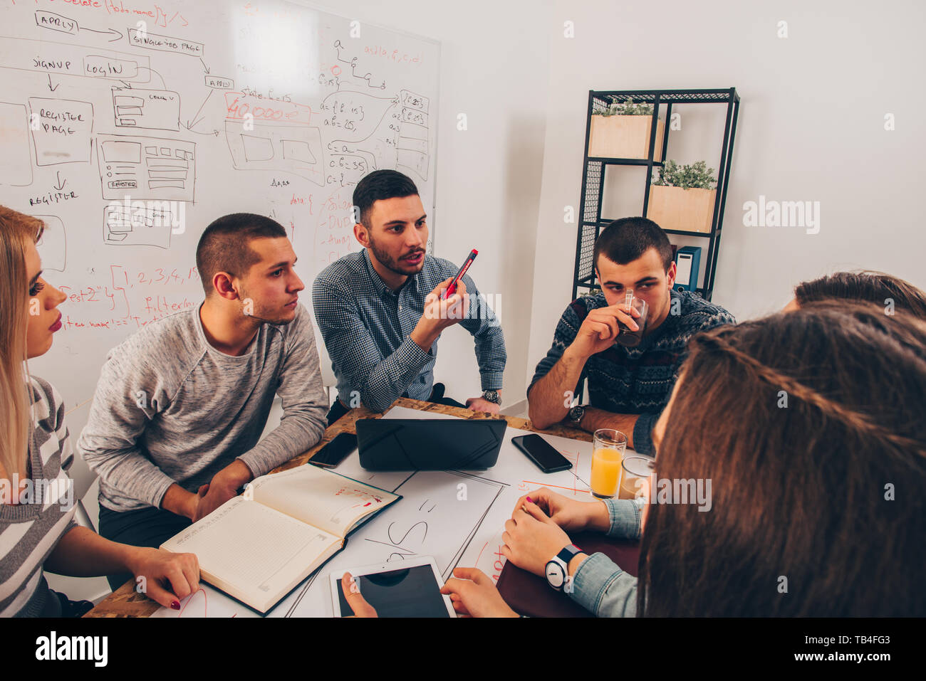 Team of leaders are making a presentation plan in the office Stock ...