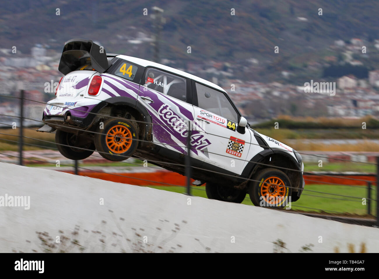 ISTANBUL, TURKEY - DECEMBER 16, 2018: Halim Ates drives Mini JCW WRC ...