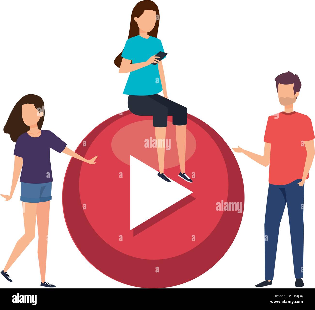 young people with play button Stock Vector Image & Art - Alamy