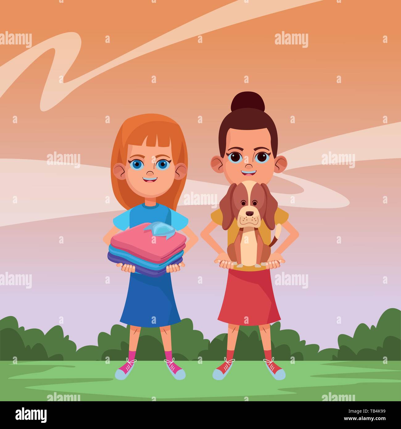 Two kids head Stock Vector Images - Alamy