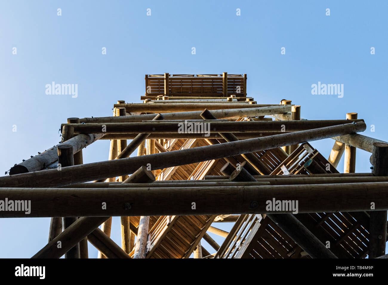 wooden fire watchtower construction details. forest tower Stock Photo ...