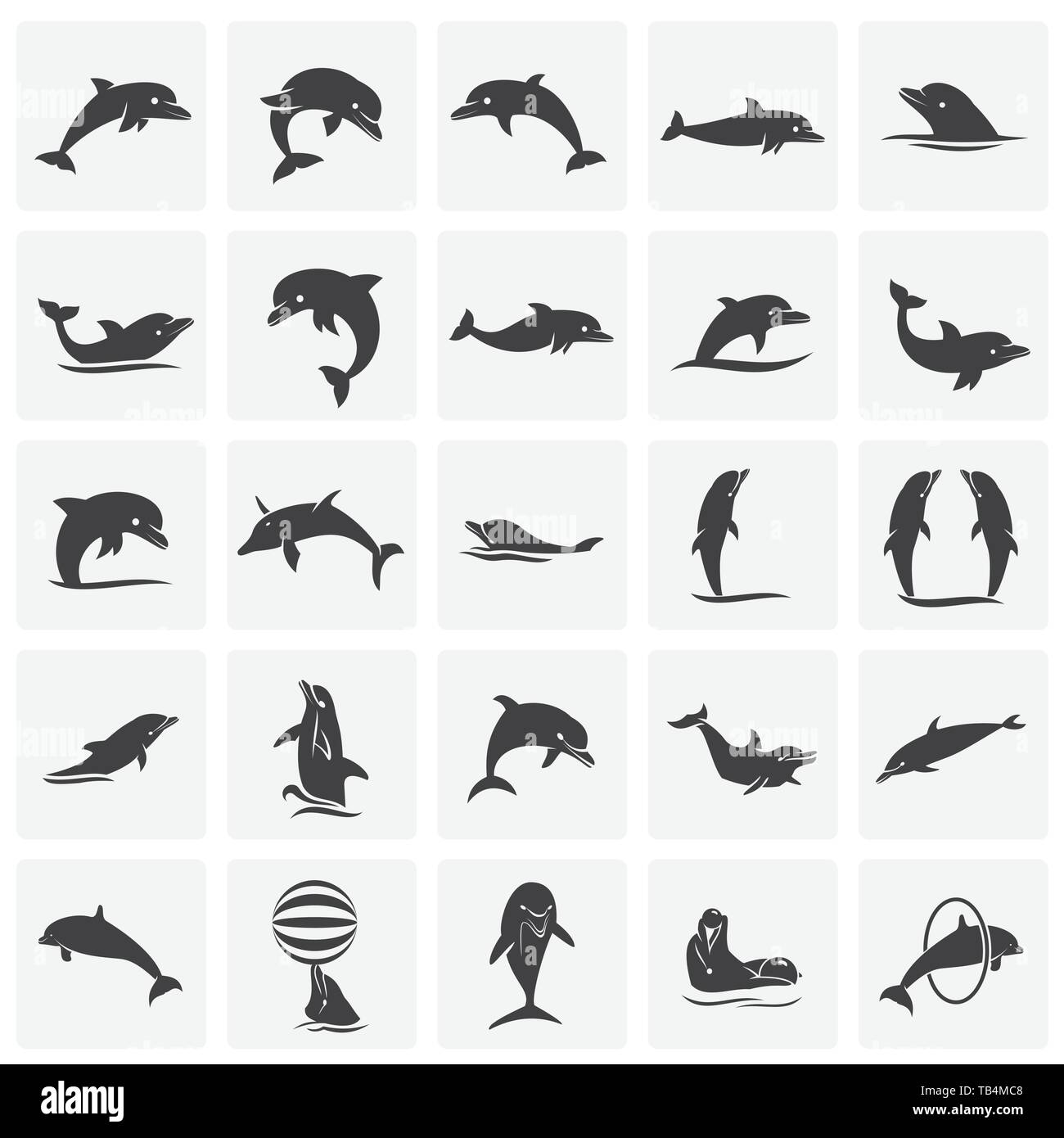 Dolphin icons set on background for graphic and web design. Simple ...