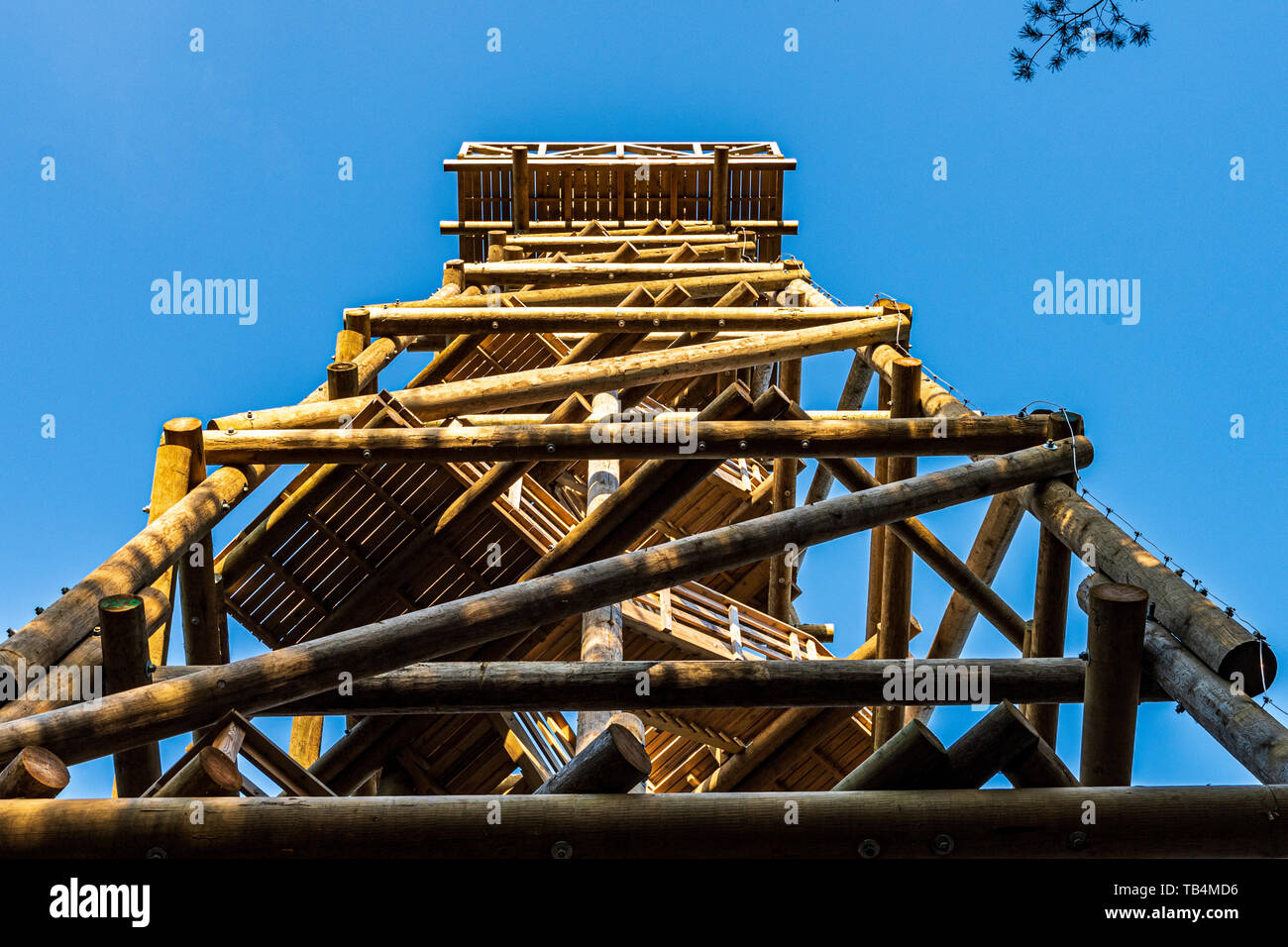 wooden fire watchtower construction details. forest tower Stock Photo ...