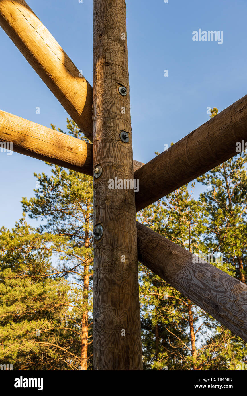 wooden fire watchtower construction details. forest tower Stock Photo ...