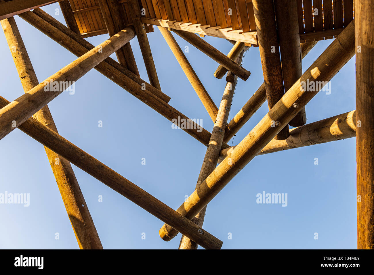 wooden fire watchtower construction details. forest tower Stock Photo ...