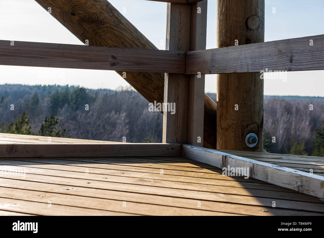wooden fire watchtower construction details. forest tower Stock Photo ...