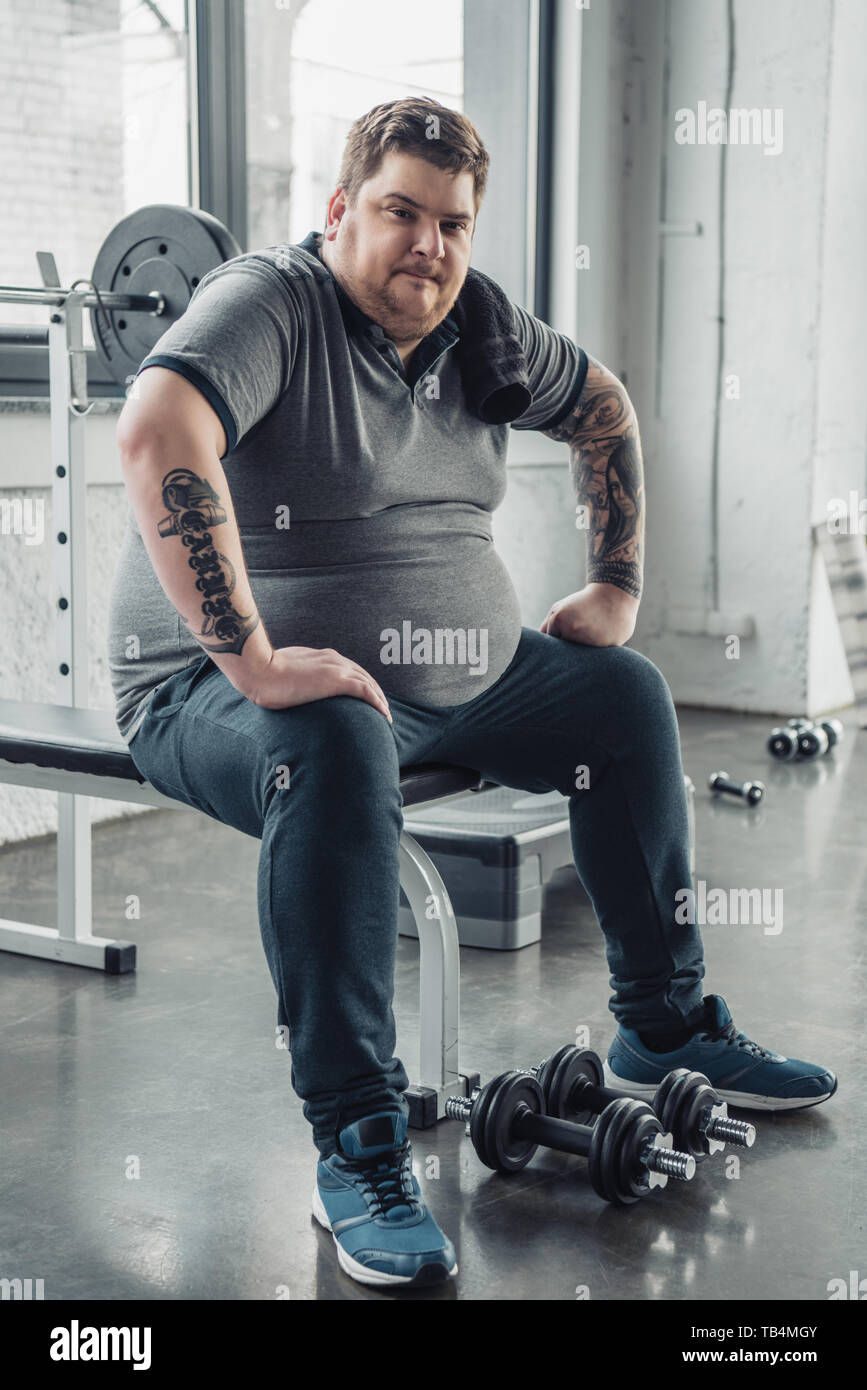 Overweight man exhausted exercising hi-res stock photography and images ...
