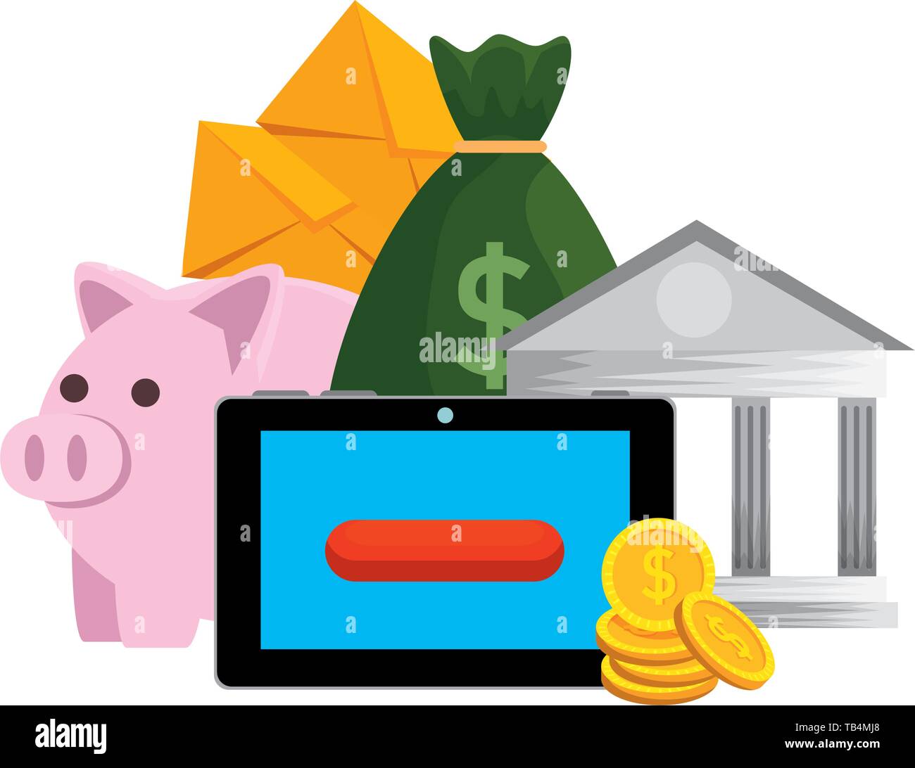 tablet with bank building ecommerce icons Stock Vector Image & Art - Alamy