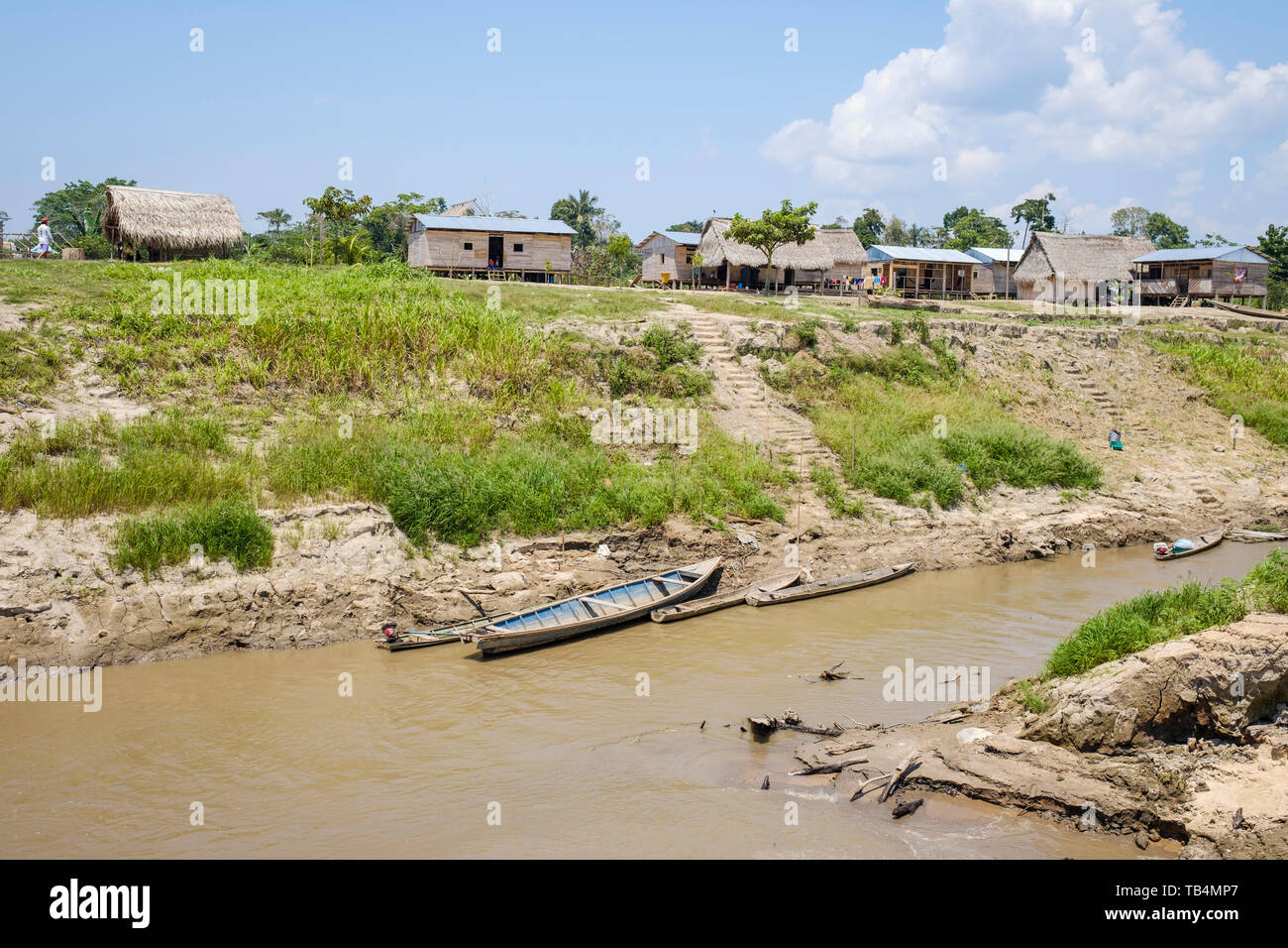 Riverside community on the Ucayali River seen during the Iquitos ...