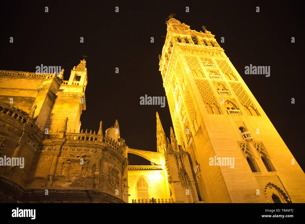 Scenic Seville Santa Maria Cathedral at night Stock Photo - Alamy