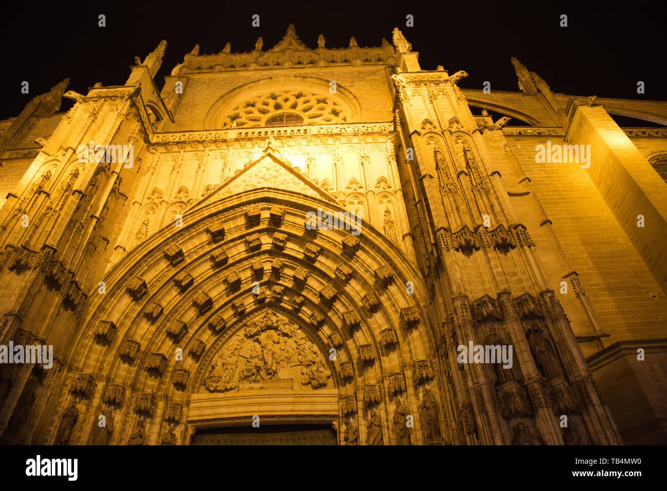 Scenic Seville Santa Maria Cathedral at night Stock Photo - Alamy