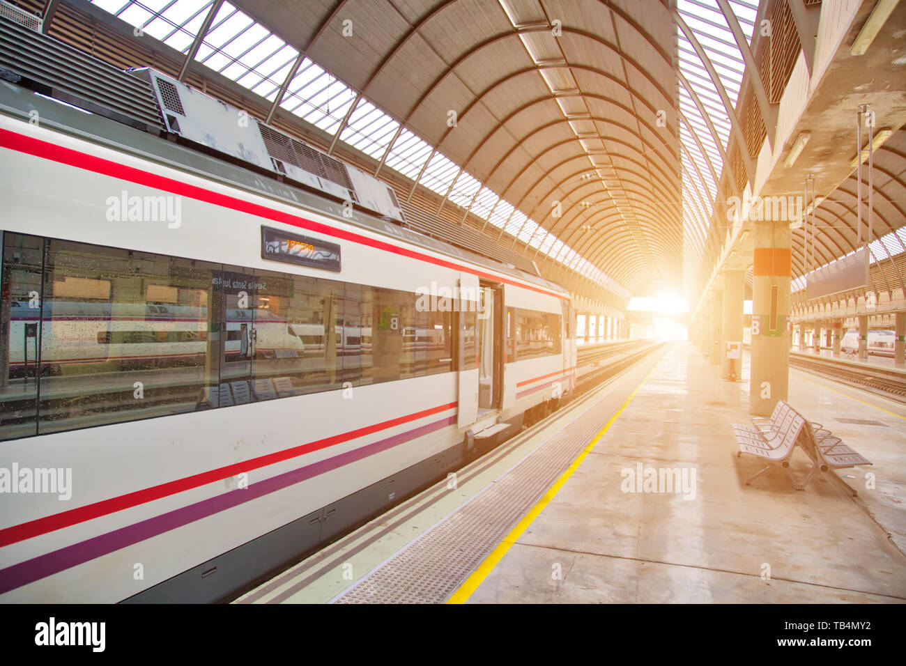 Seville main train station, Santa Justa, a busy intercity connection ...