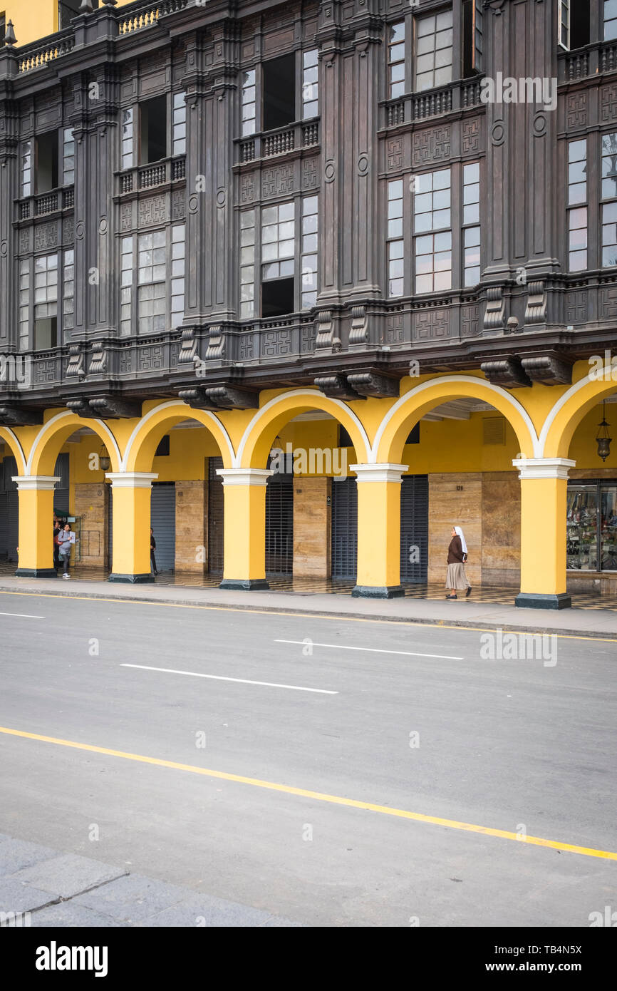 Colorful colonial style architecture at Plaza de Armas or Main Square ...