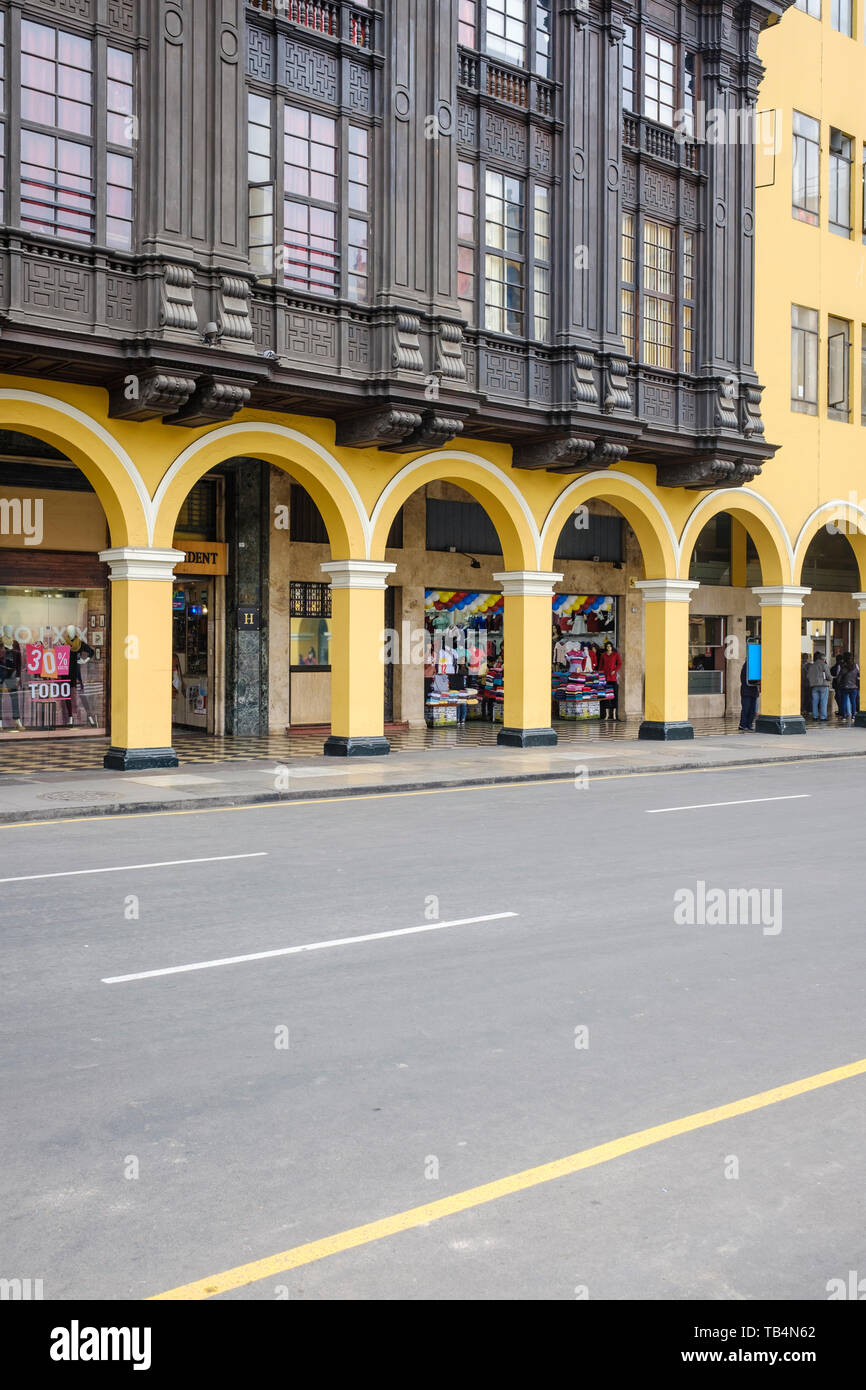 Colorful colonial style architecture at Plaza de Armas or Main Square ...