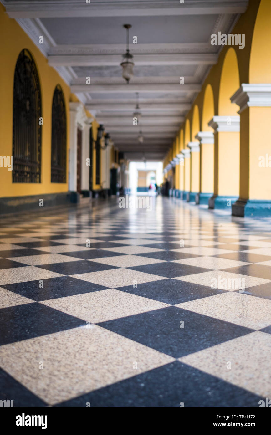 Colorful colonial style architecture at Plaza de Armas or Main Square ...