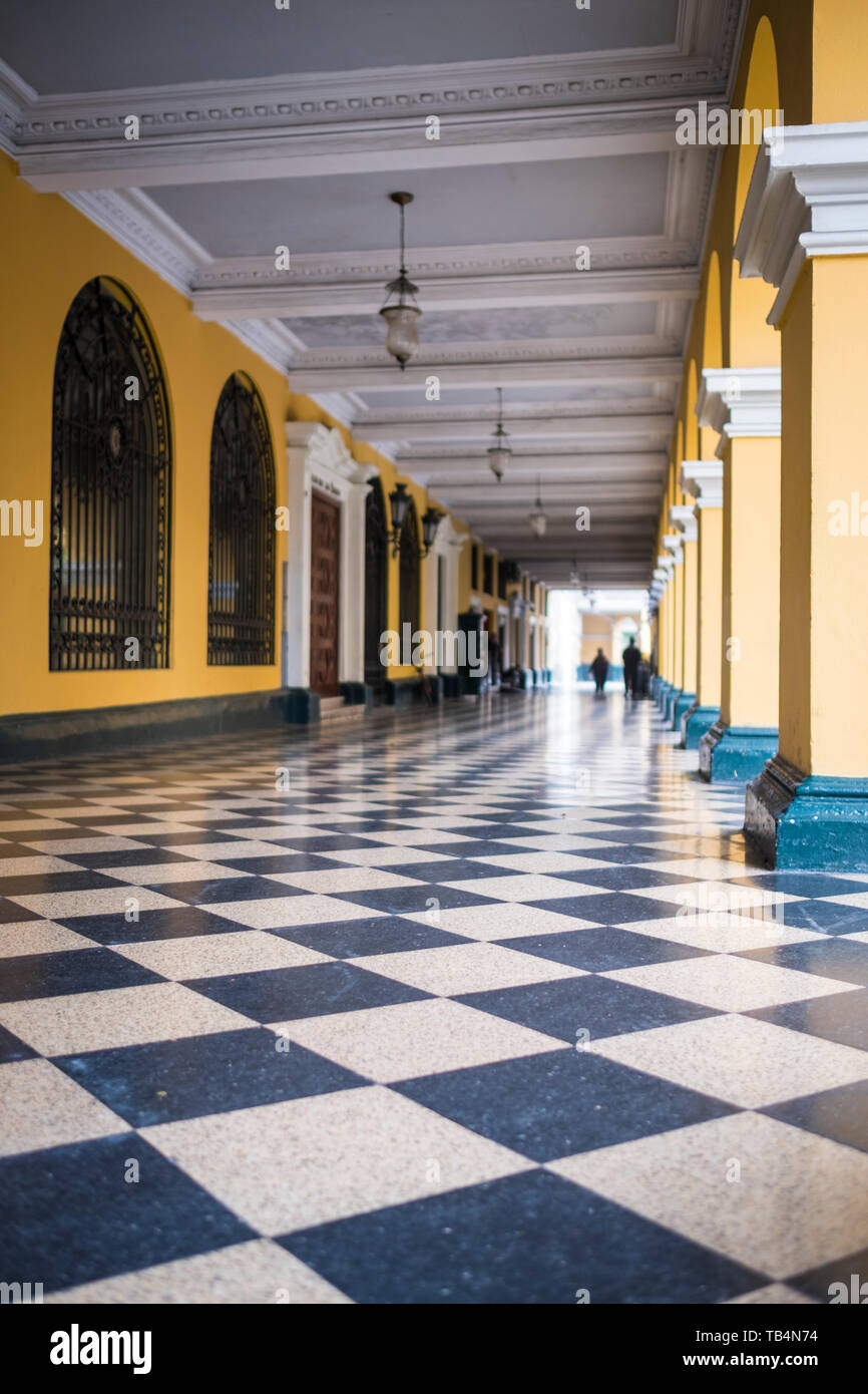 Colorful colonial style architecture at Plaza de Armas or Main Square ...