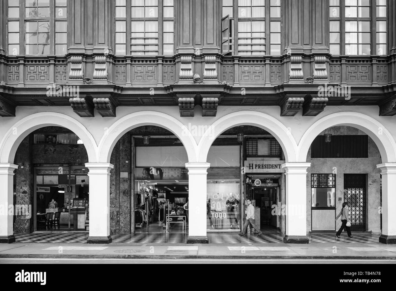 Colonial style architecture at Plaza de Armas or Main Square in the ...