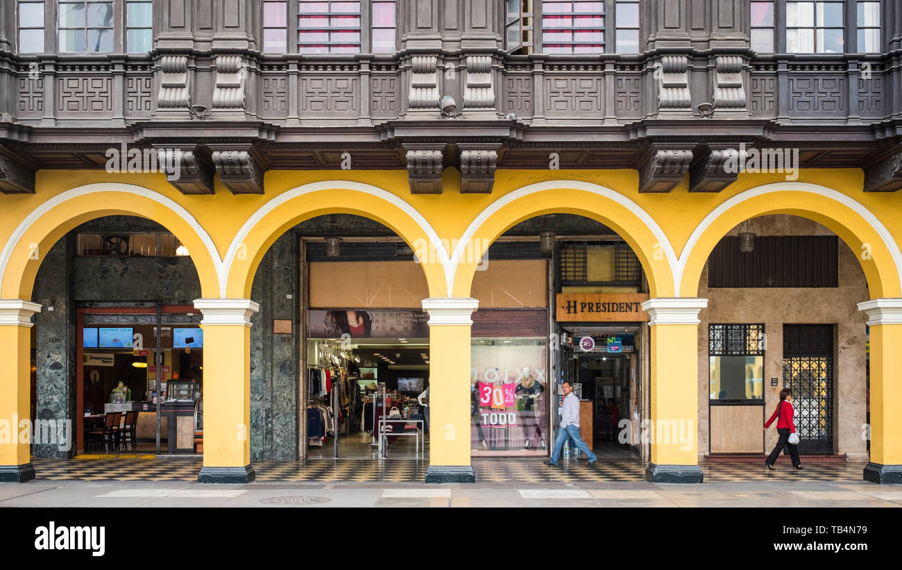 Colorful colonial style architecture at Plaza de Armas or Main Square ...