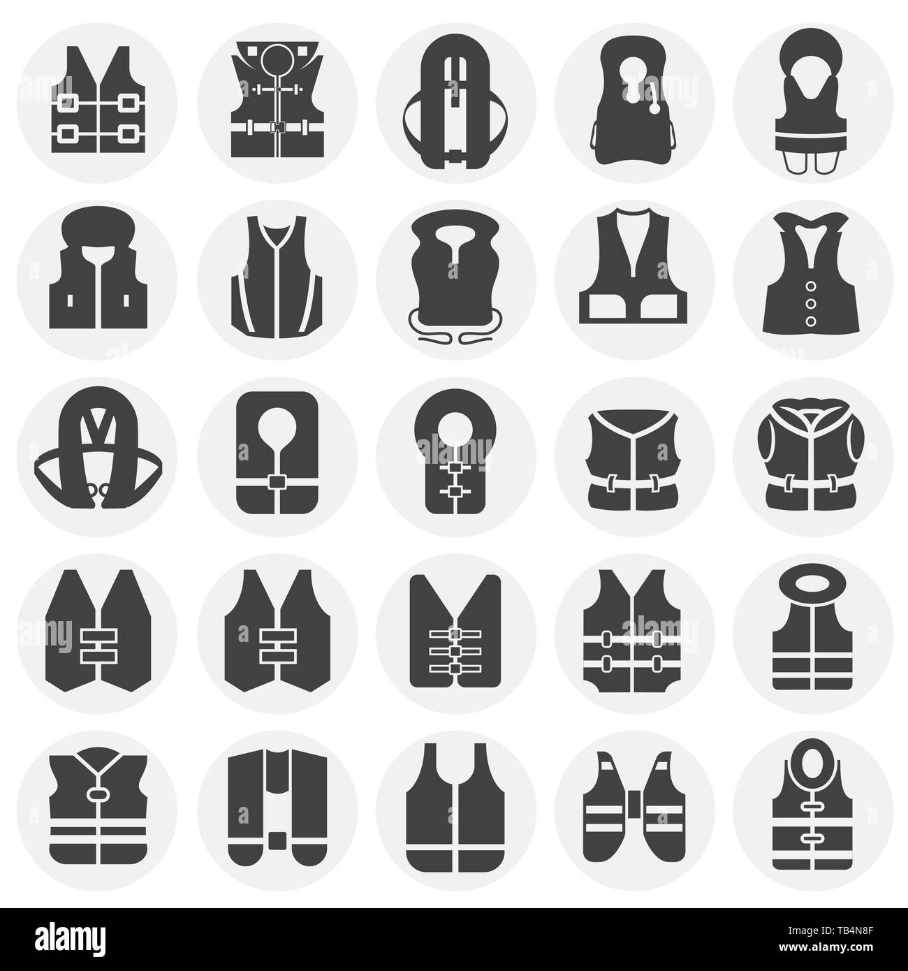 Life vest icons set on circles background for graphic and web design ...