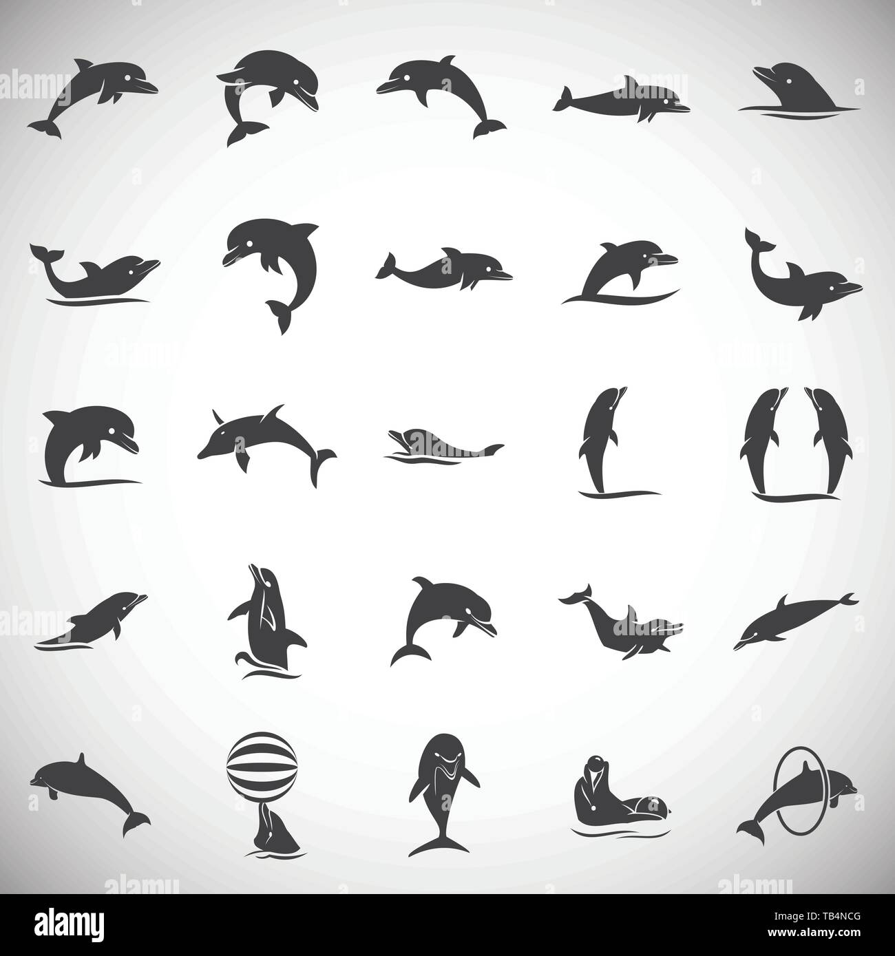 Dolphin icons set on background for graphic and web design. Simple ...