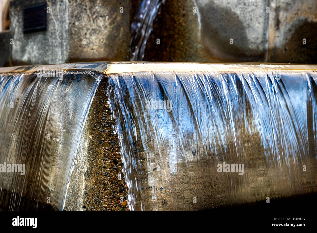 Abstract water fountain close up view with concrete structure Stock ...