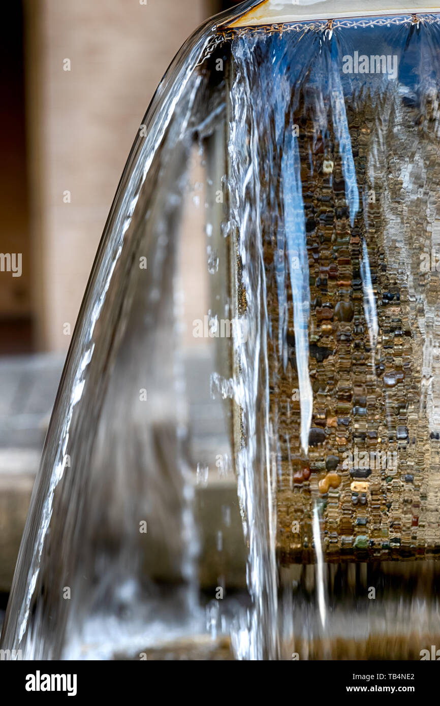 Abstract water fountain close up view with concrete structure Stock ...