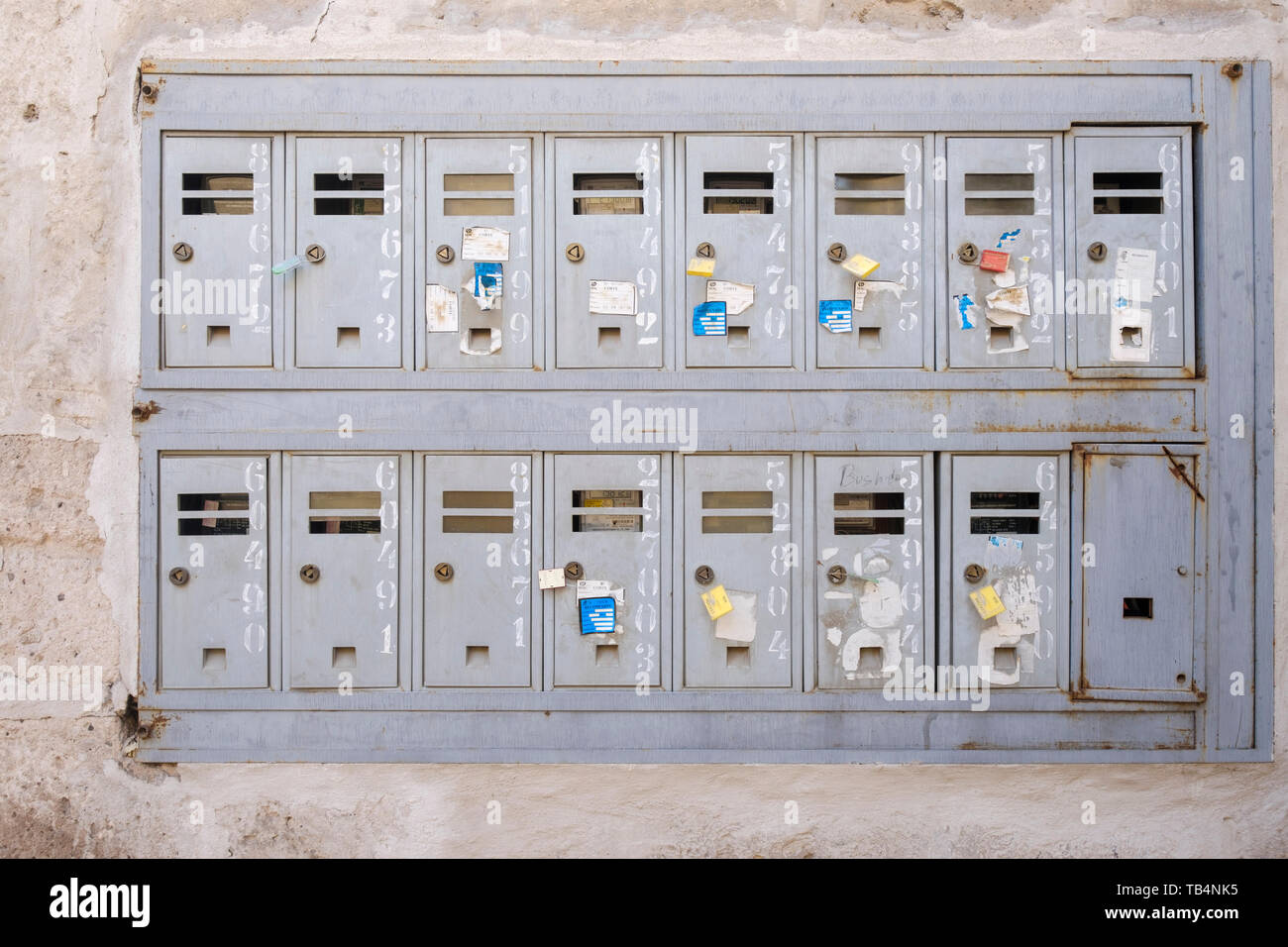 Electric meters on a residential building in Arequipa, Peru Stock Photo ...