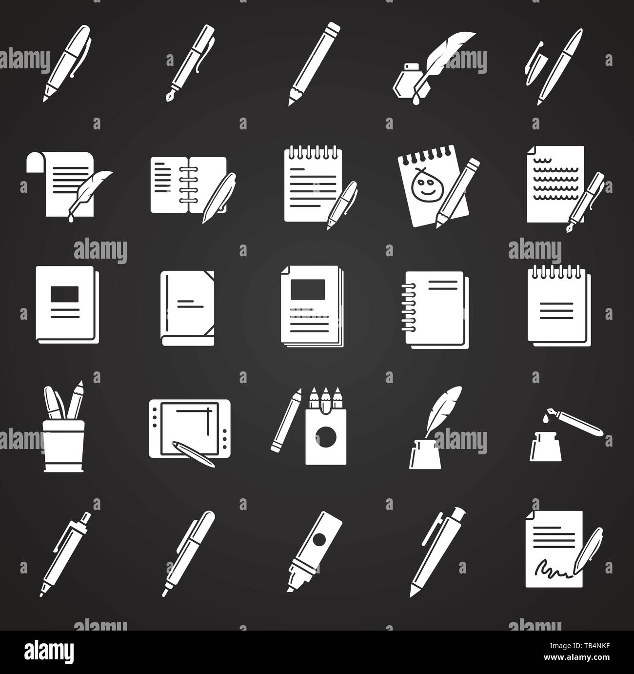 Writing related icons set on background for graphic and web design ...