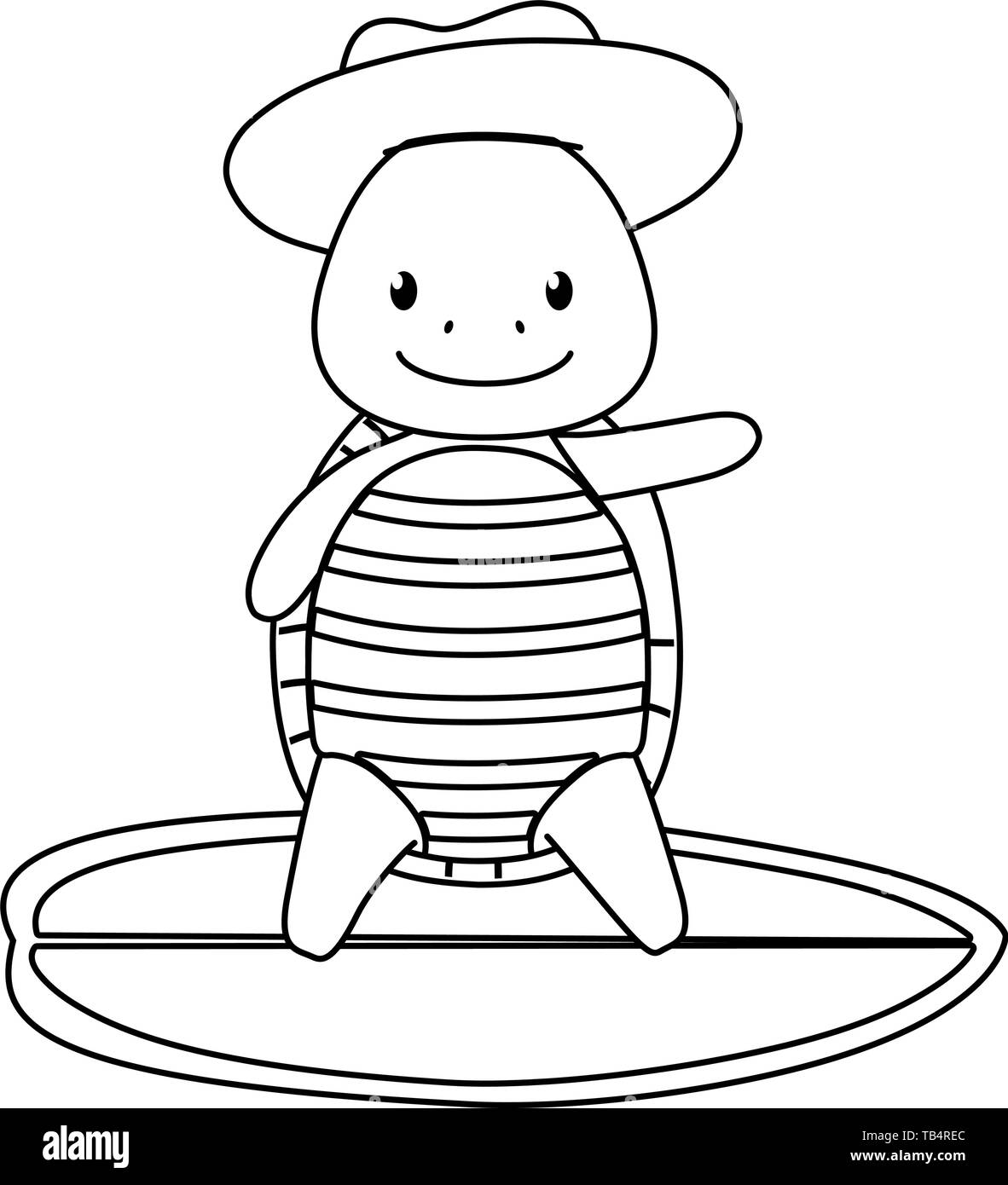 cute animal turtle enjoying summer time vacations holidays cartoon ...