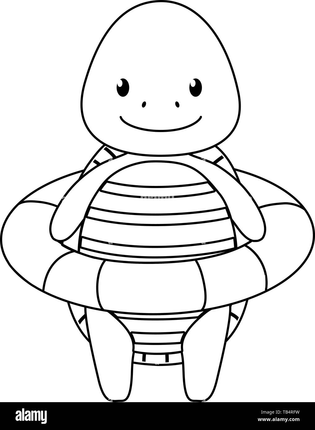 cute animal turtle enjoying summer time vacations holidays cartoon ...