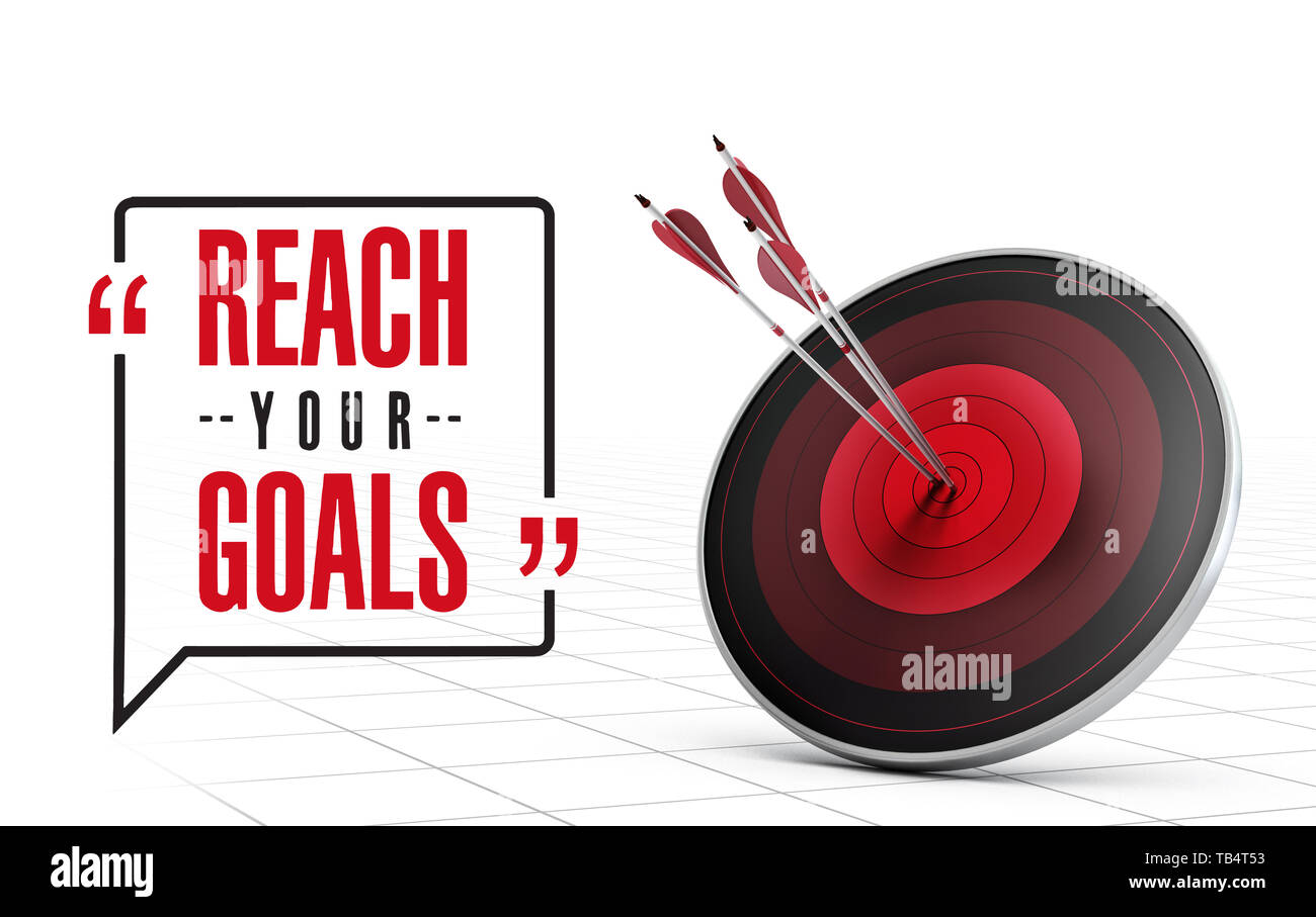 red dart on target reach your goals and success Stock Photo - Alamy