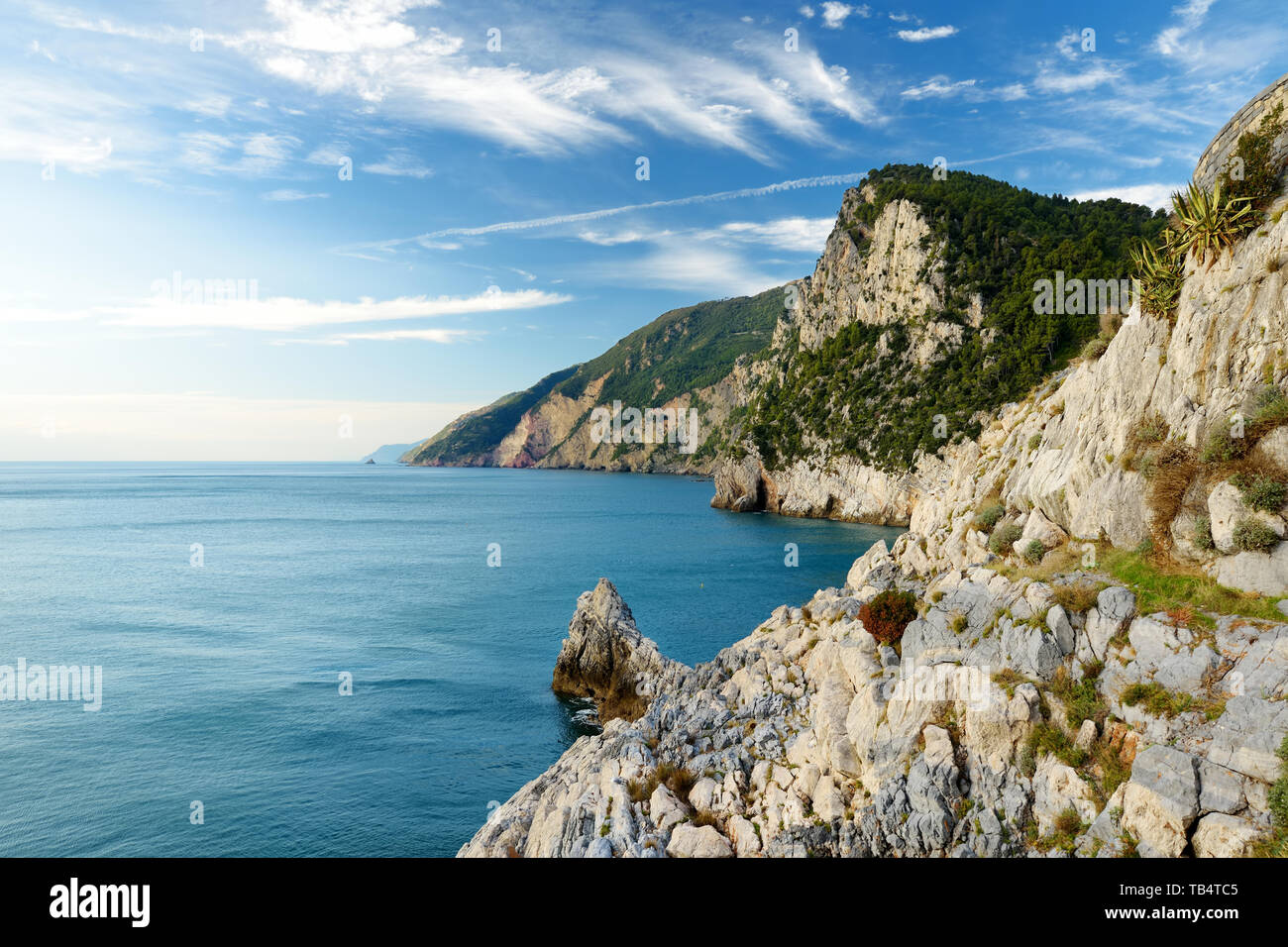 Beautiful view of picturesque jagged coastline in Porto Venere village ...