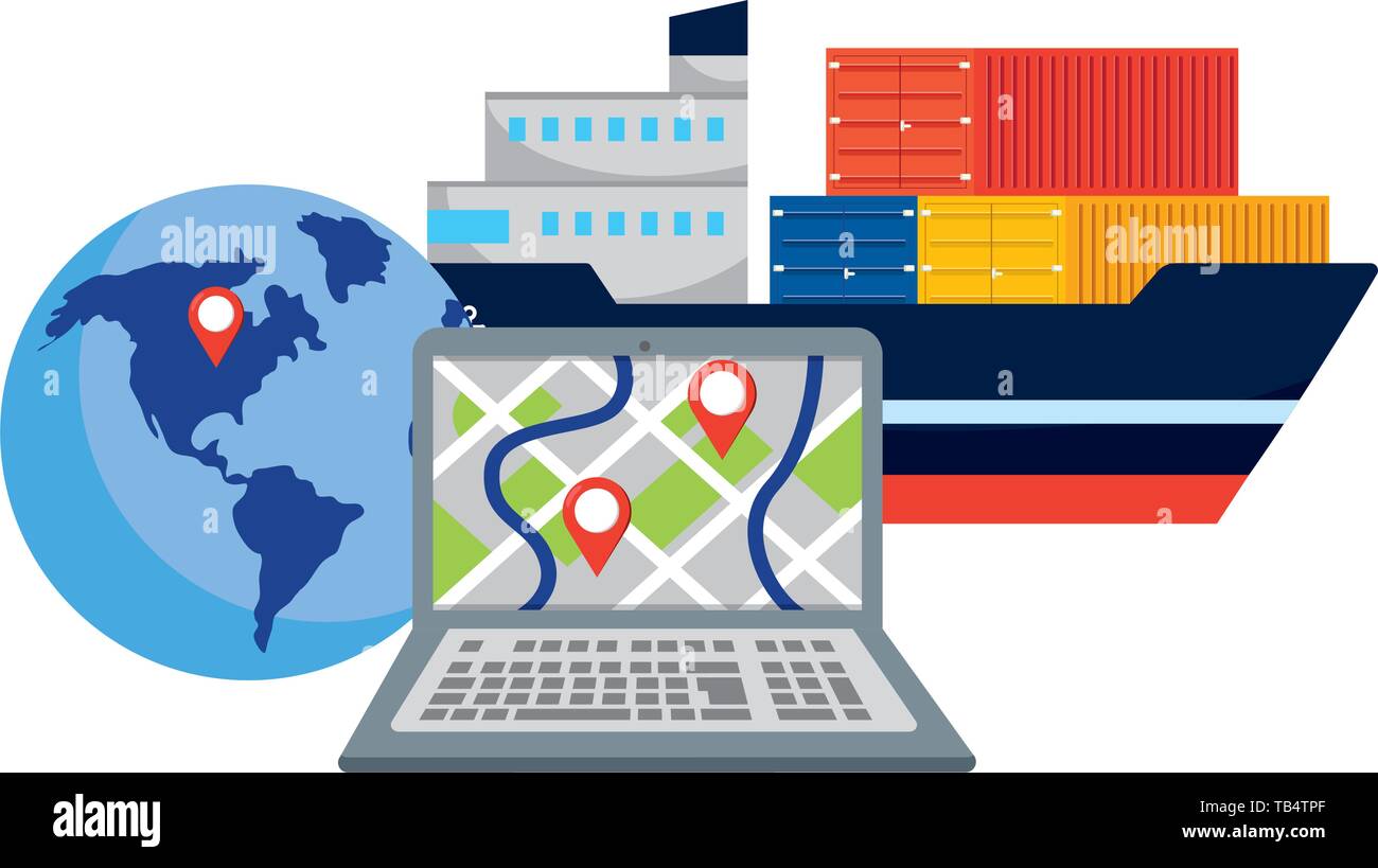 delivery tracking service shipping business logistic cartoon vector ...