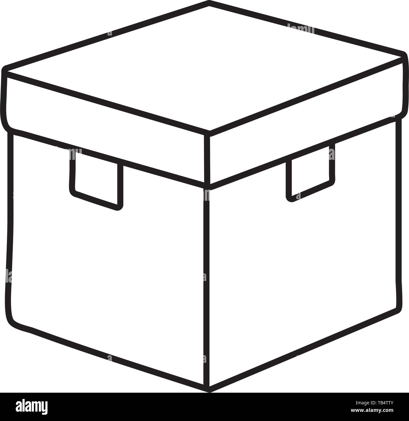 closed box icon cartoon black and white vector illustration graphic ...