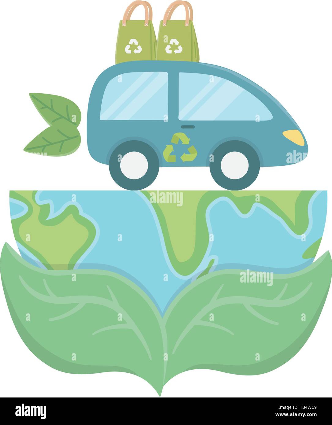 World with leaves and icon set design, Eco city save planet think green ...