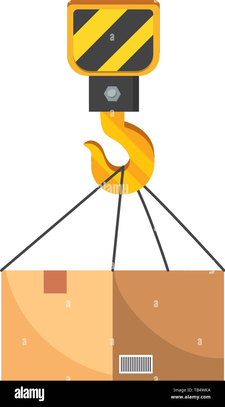 box with crane hook icon cartoon vector illustration graphic design ...