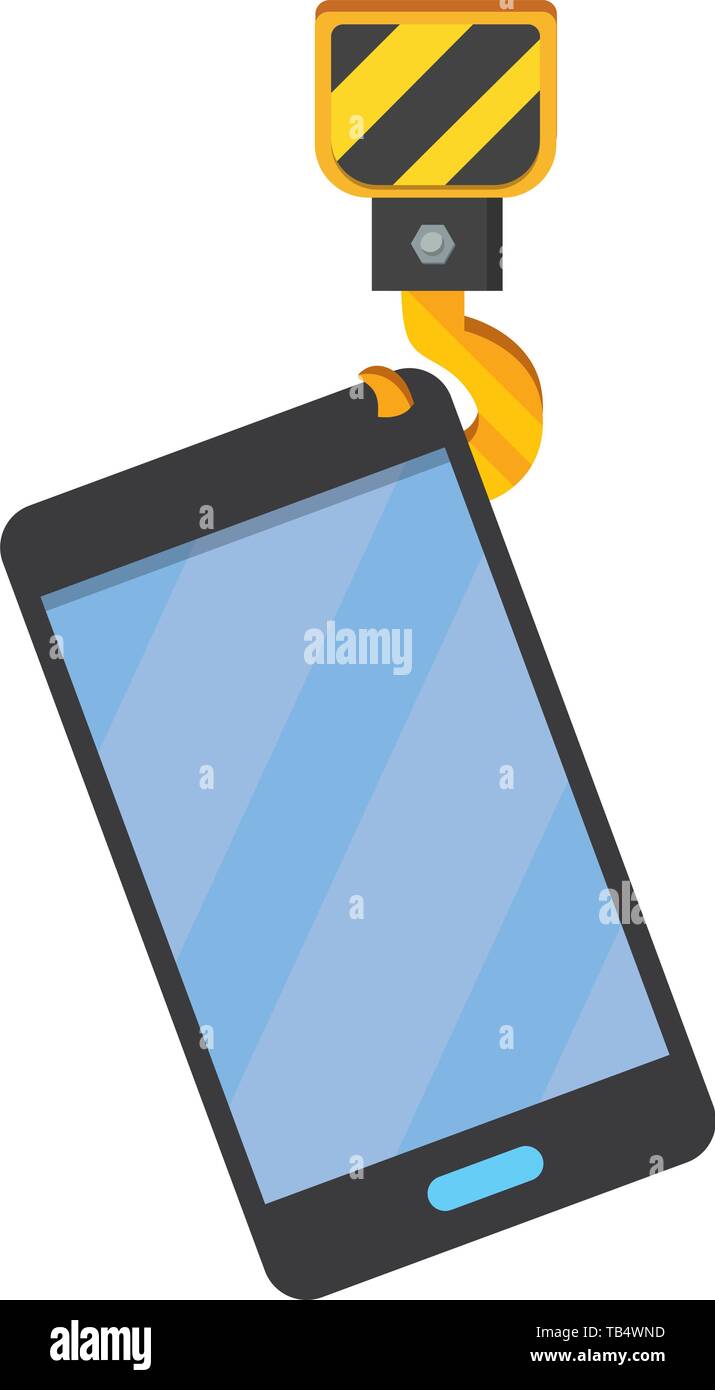 cellphone with crane hook icon cartoon vector illustration graphic ...