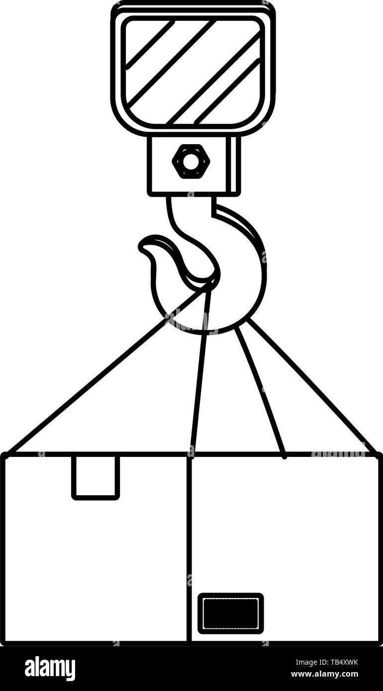 box with crane hook icon cartoon vector illustration graphic design ...