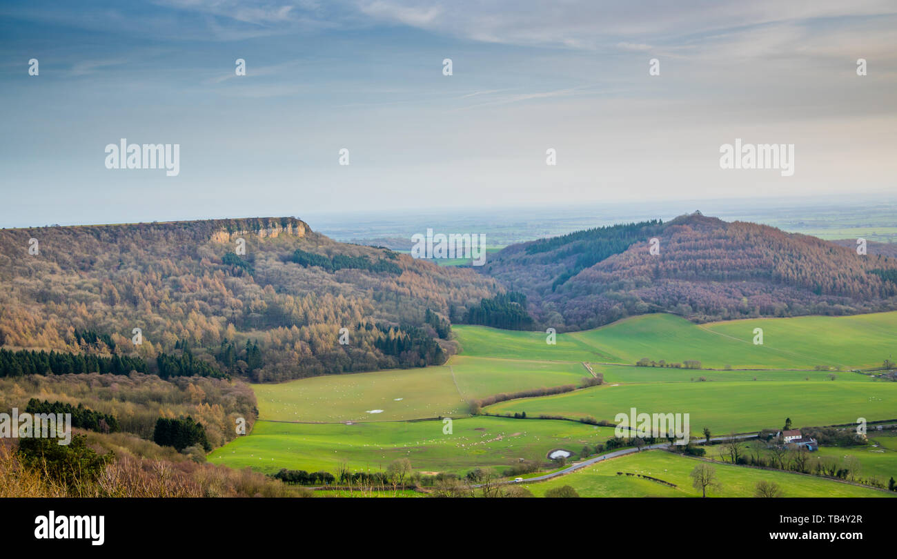 View of Hood Hill and Ivy Scar from Sutton Bank, North Yorkshire, UK ...