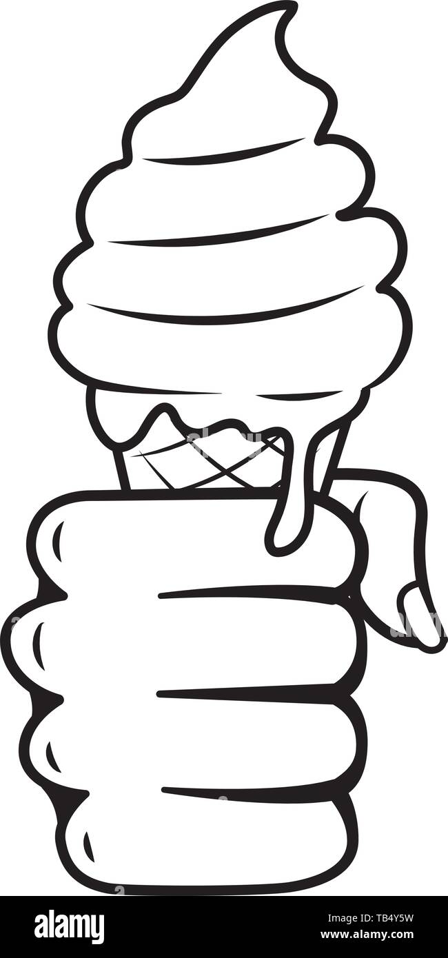 Pop art hand holding ice cream cartoon vector illustration graphic ...