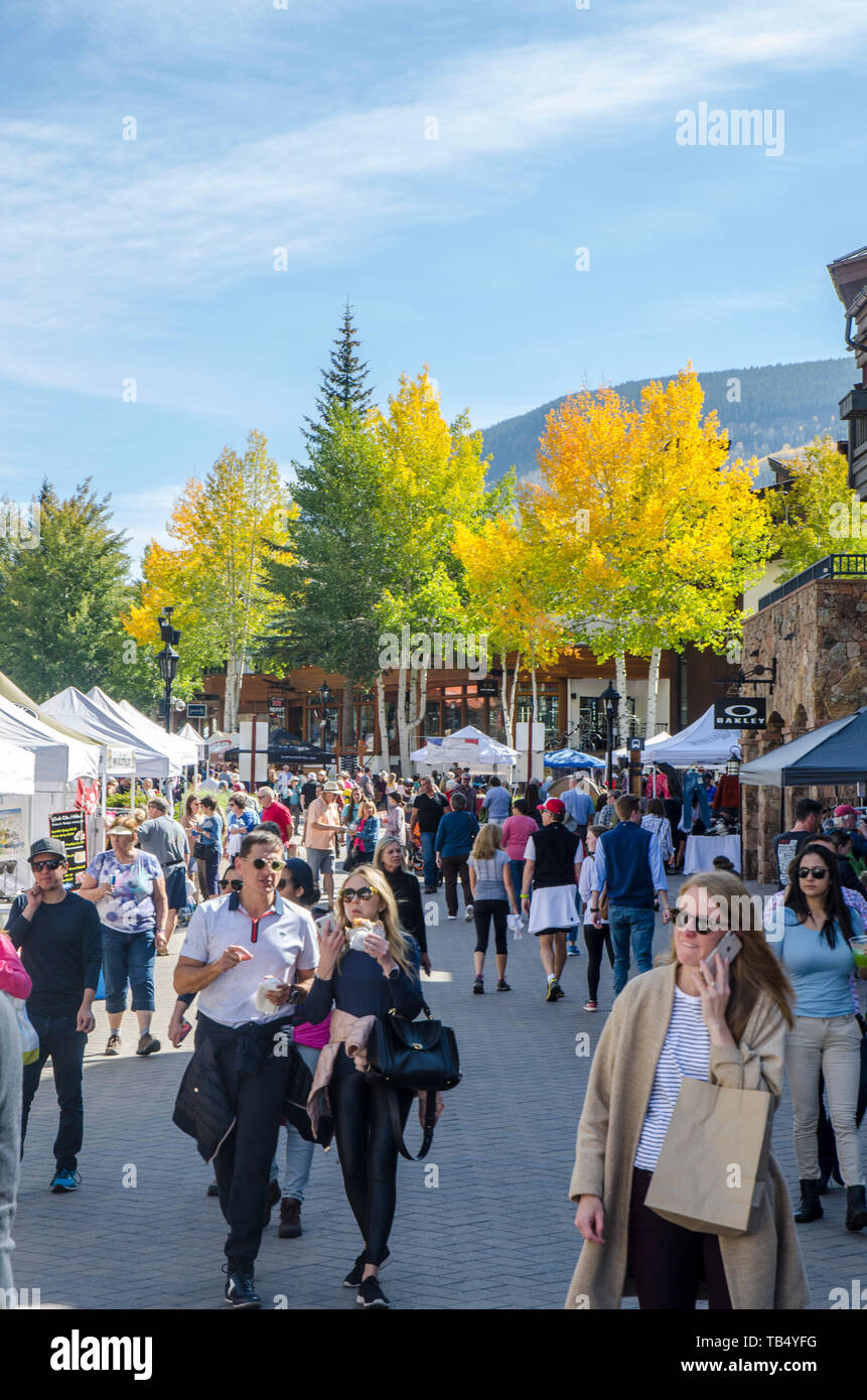 Vail, Colorado and the Vail Farmers Market at Vail Village Stock Photo ...