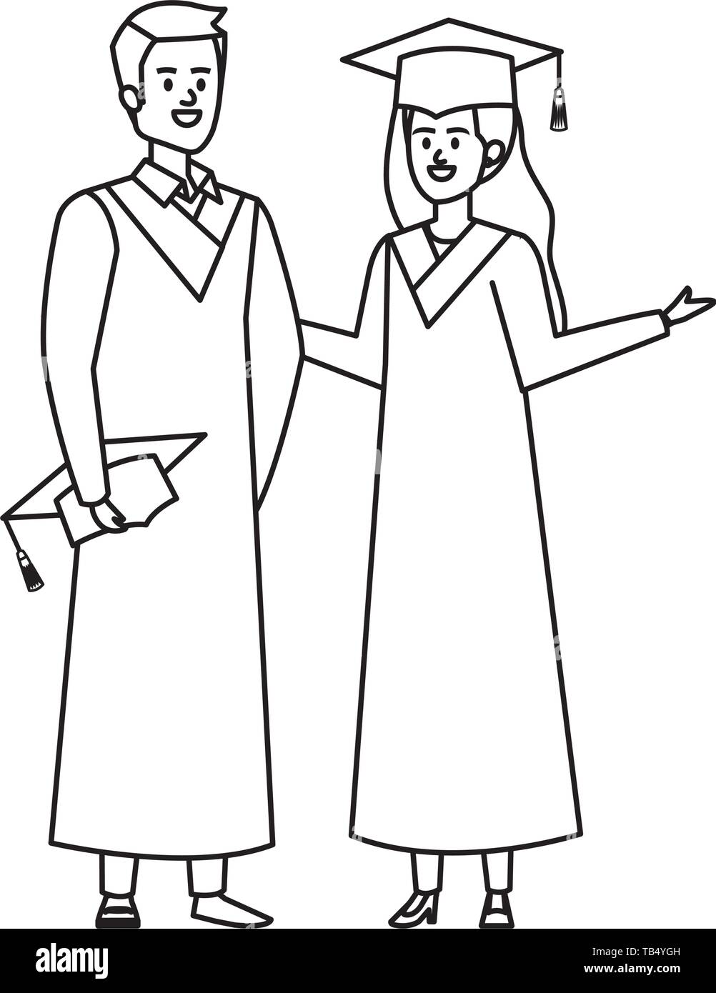 young couple students graduated characters Stock Vector Image & Art - Alamy