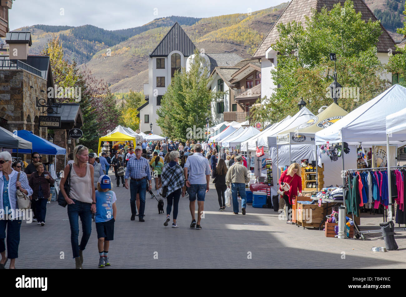Vail, Colorado and the Vail Farmers Market at Vail Village Stock Photo ...