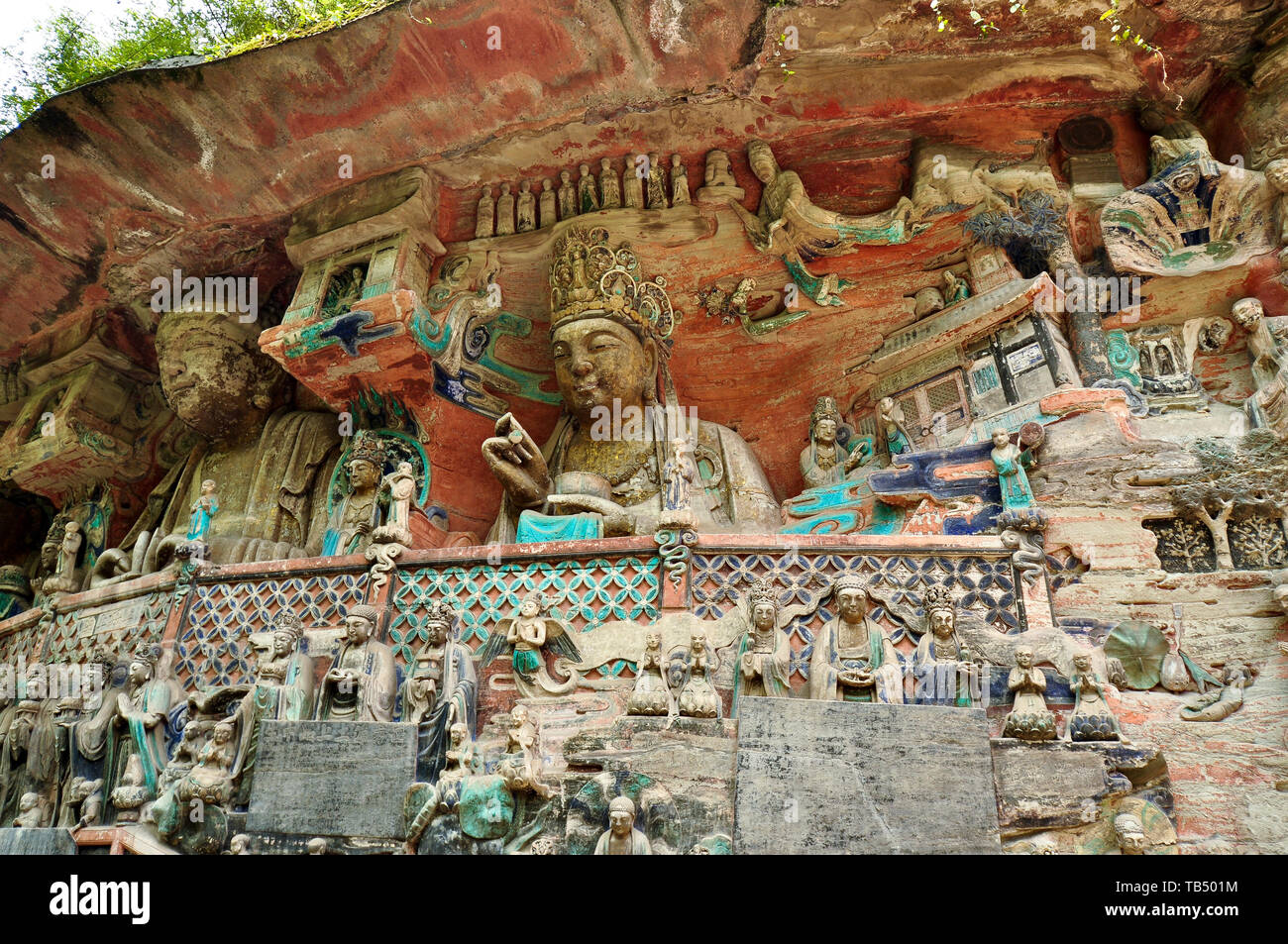 Ancient Giant Buddhist Hillside Rock Carving, Western Pure Land - Dazu ...