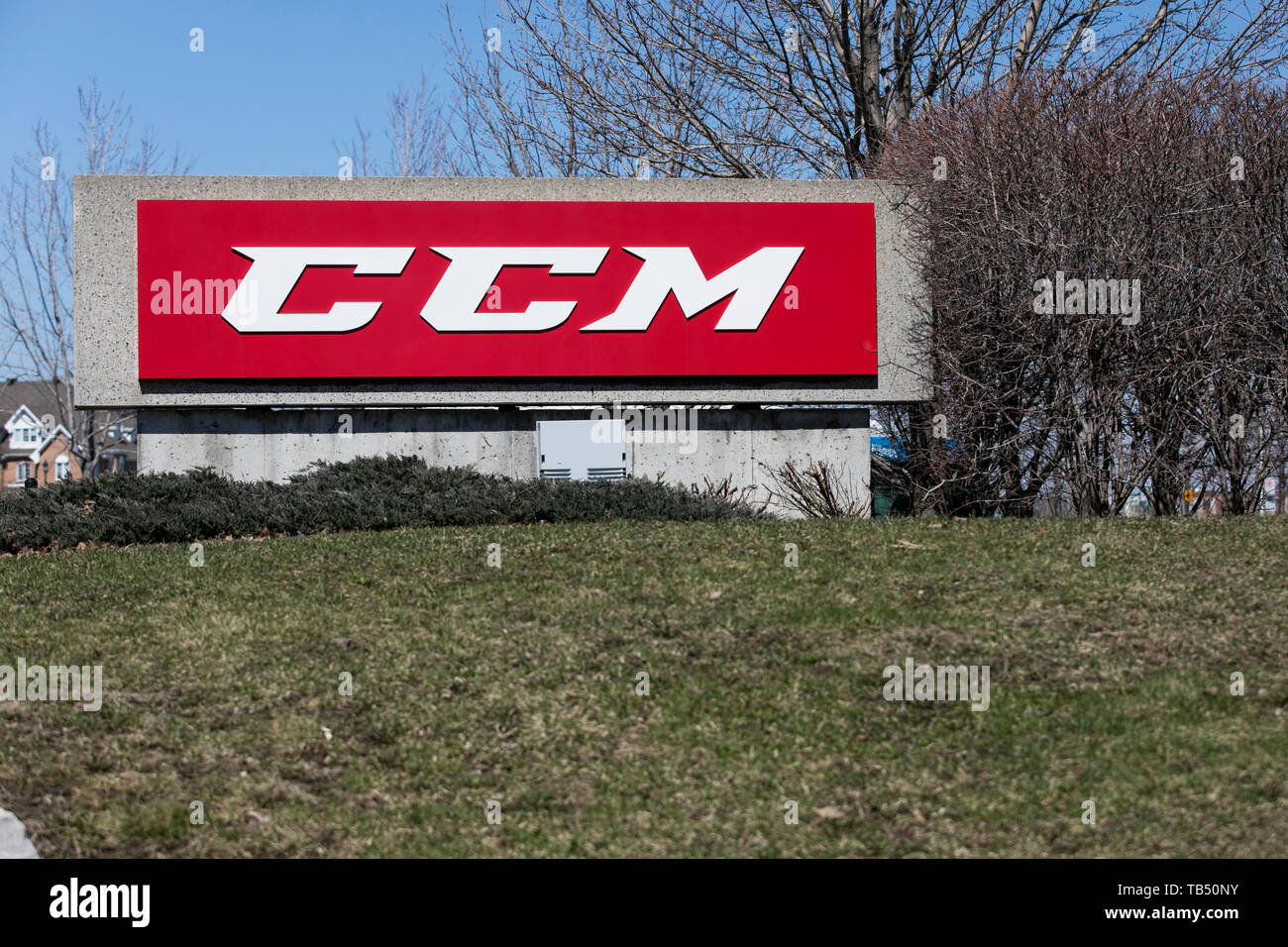 A logo sign outside of a facility occupied by Sport Maska Inc. (CCM ...