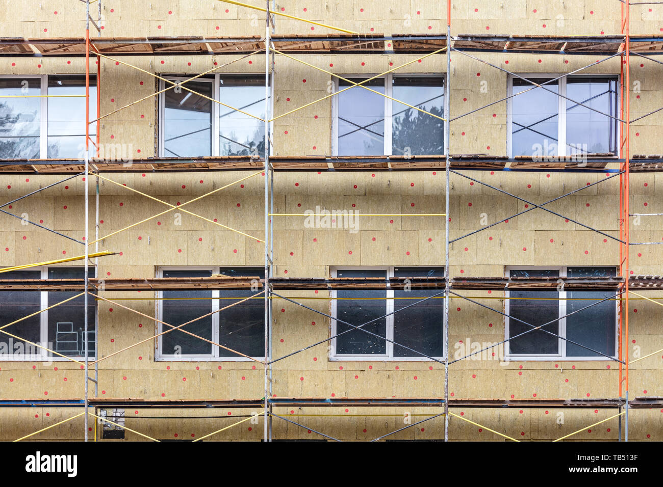 exterior house wall heat insulation with mineral wool. thermal ...