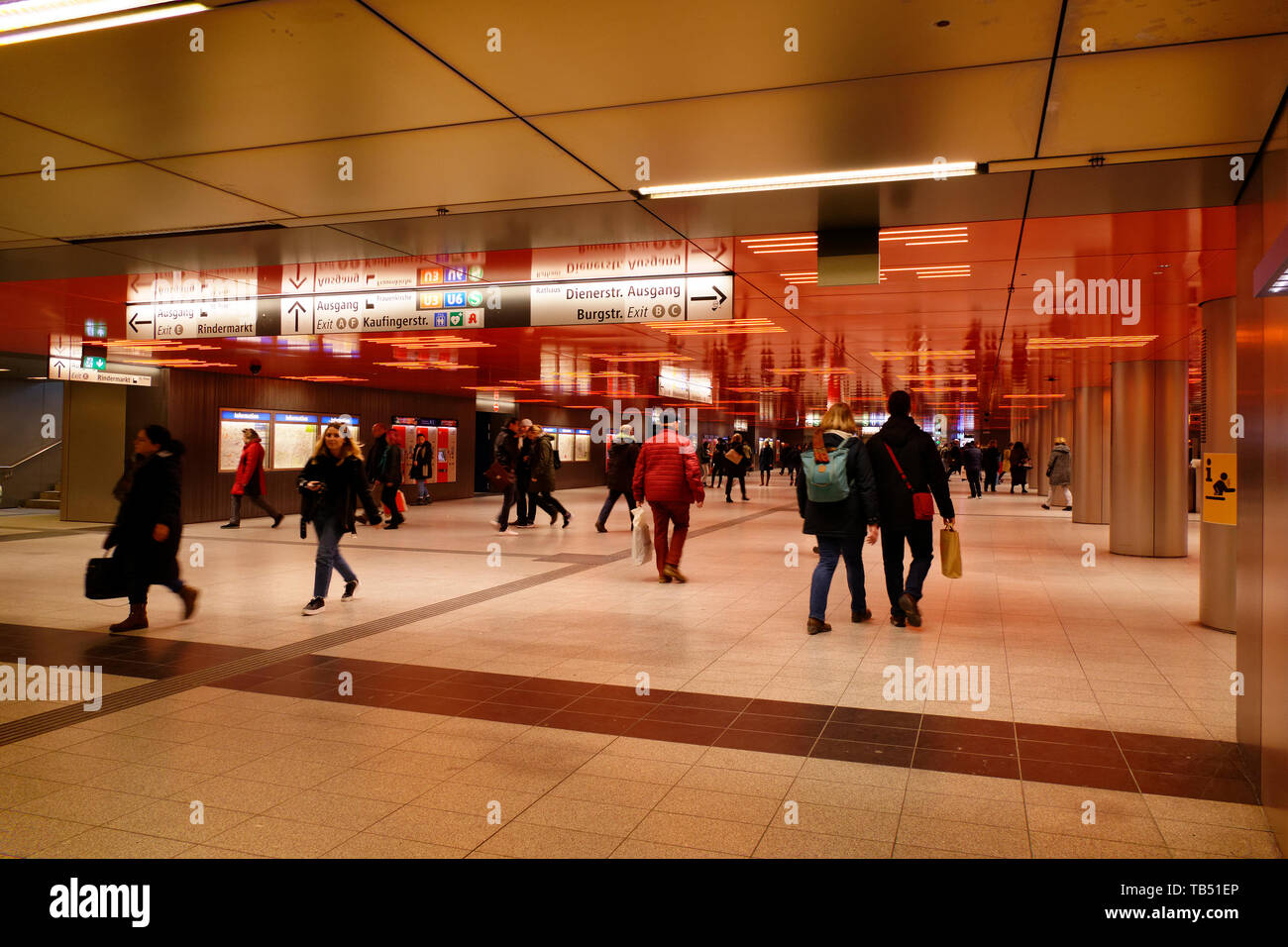 Underground railway mall, Marienplatz, Munich, Upper Bavaria, Germany ...