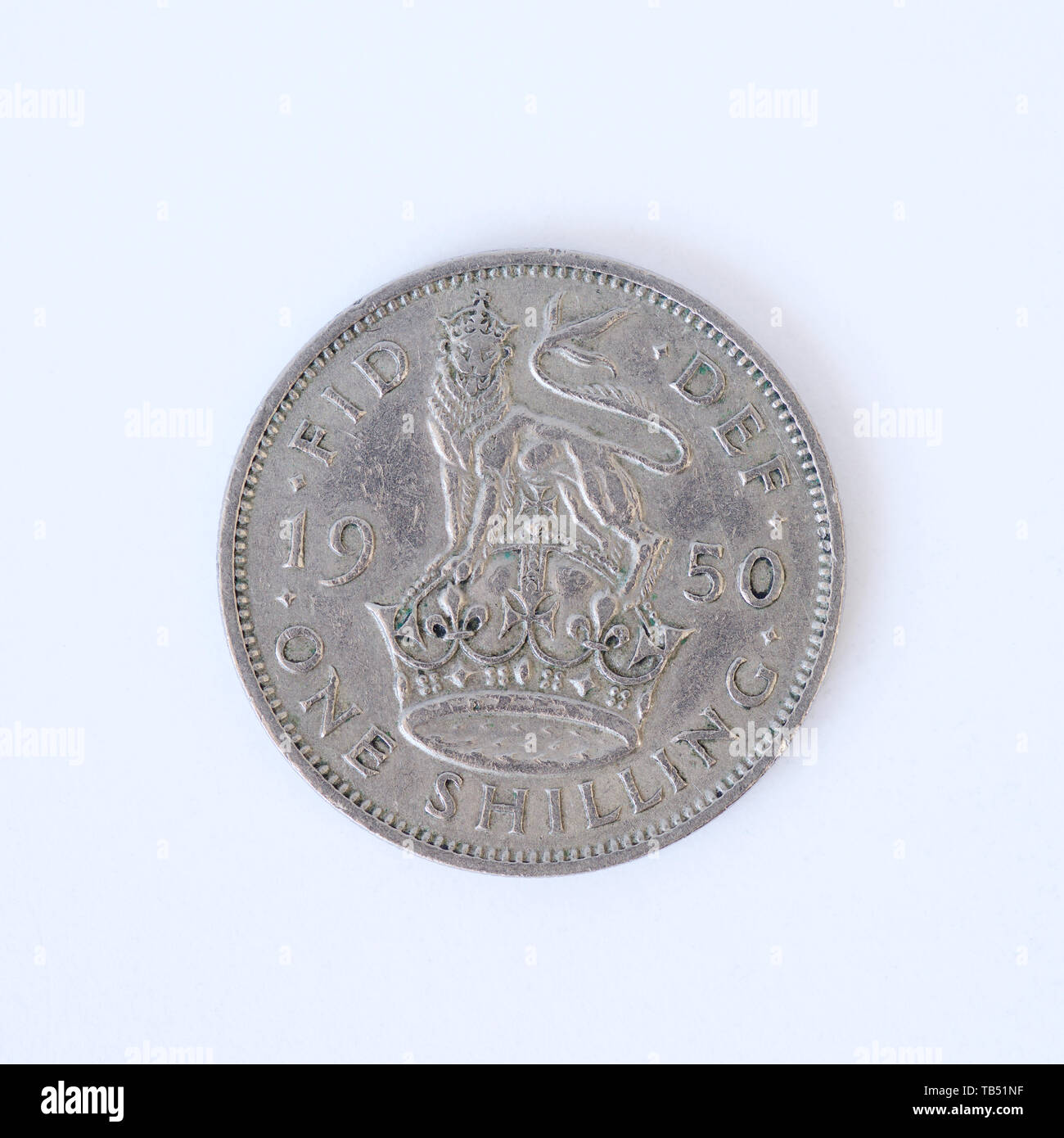 British One Shilling coin - 1950 Stock Photo - Alamy